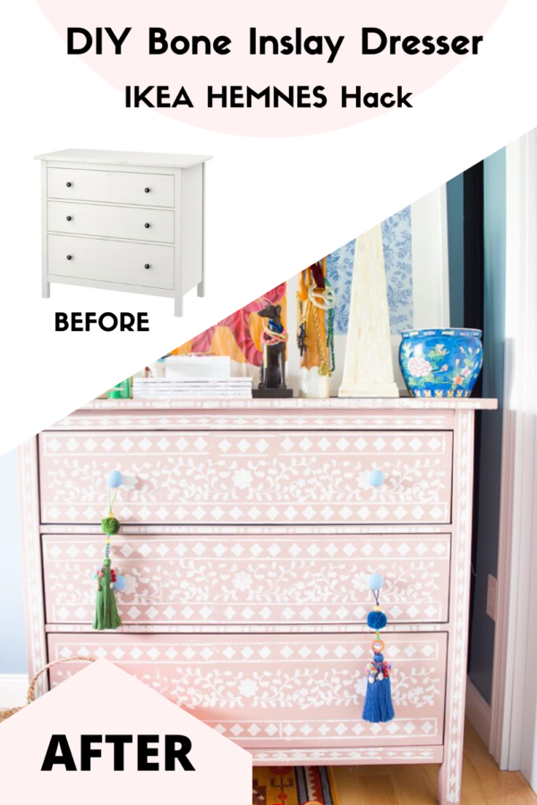 DIY Bone Inlay Stenciled Dresser