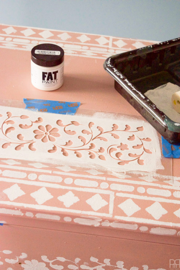 DIY Bone Inlay Stenciled Dresser