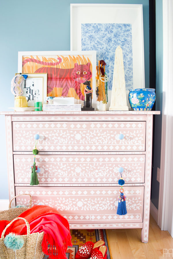 DIY Bone Inlay Stenciled Dresser