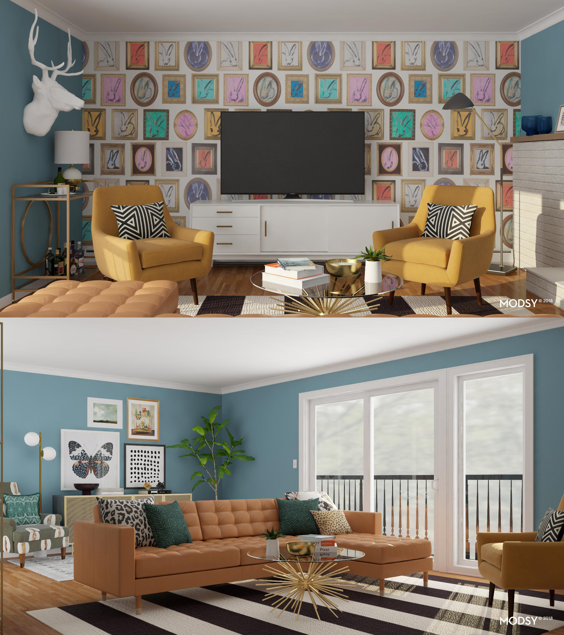 Design Plans for a Mid Mod Eclectic Living Room • PMQ for two